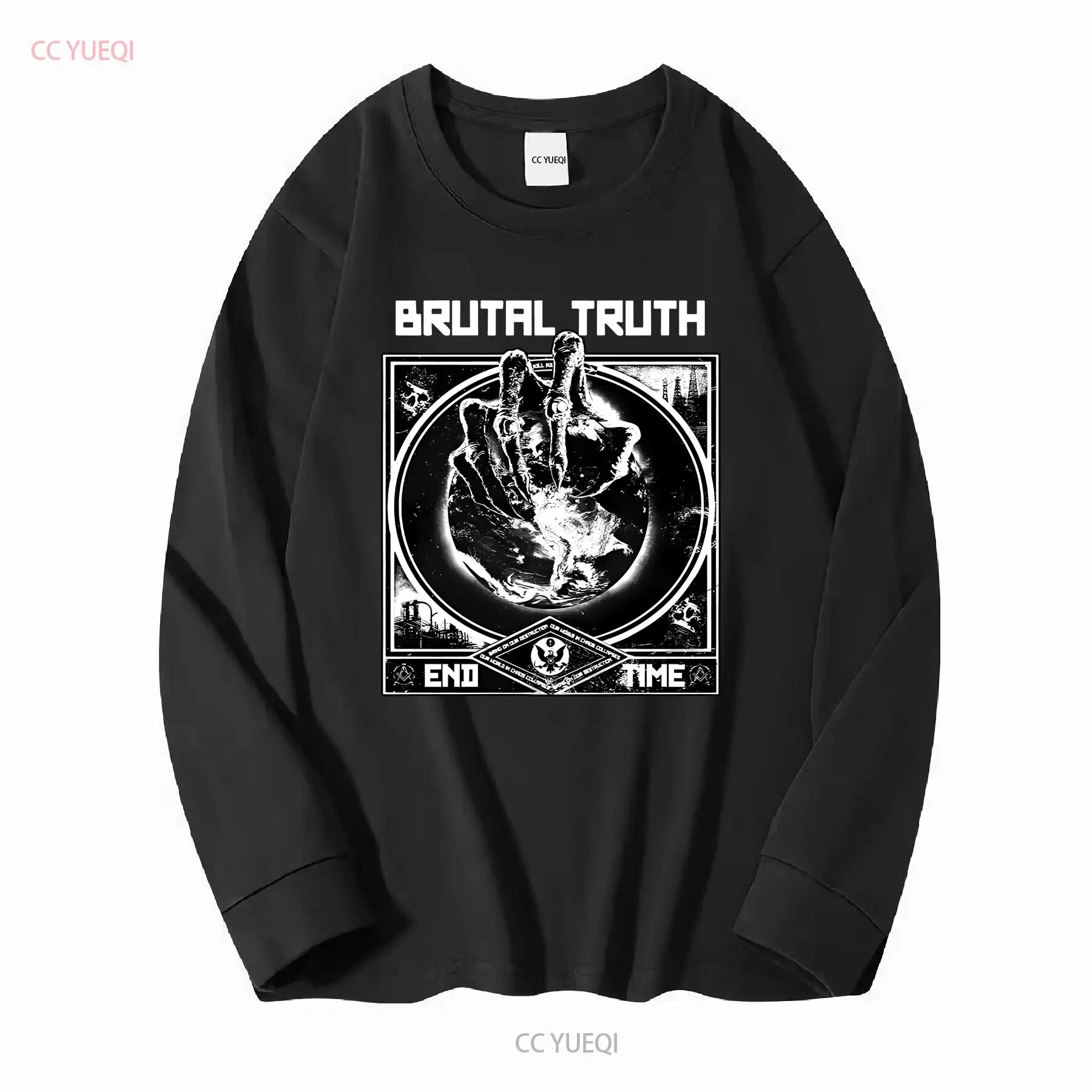 Футболка Brutal Truth End Time чёрно-белая CC YUEQI Черный, XL, black long sleeves