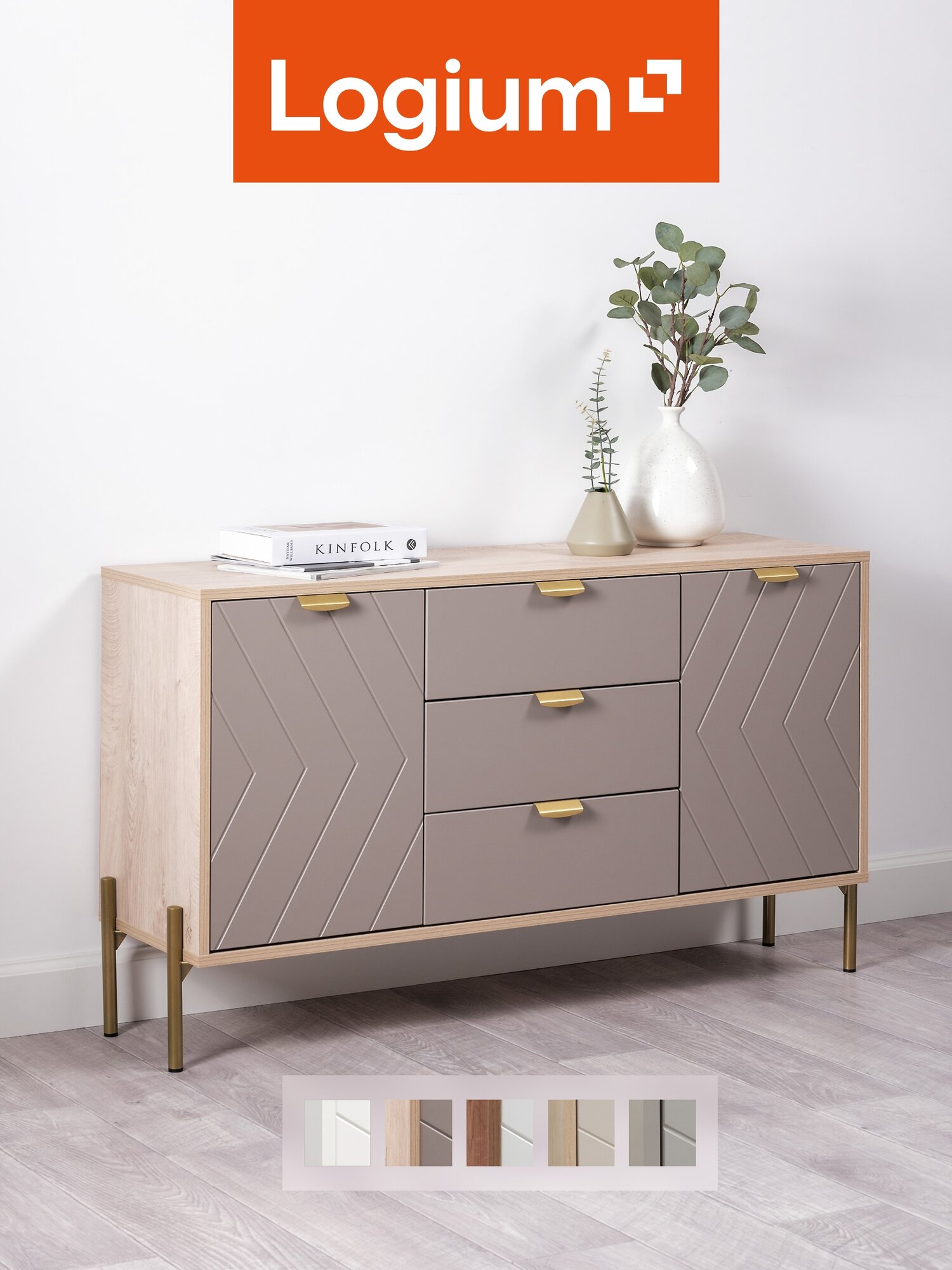 Комод для одежды большой, 119х34х67 см, 16.229.01 Дуб Эндгрейн элегантный, Веллюто Капучино