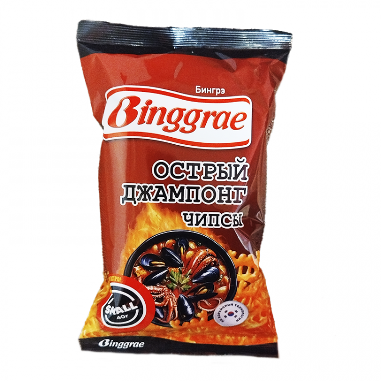 Чипсы Binggrae Острый Джампонг со вкусом морепродуктов, 40 г