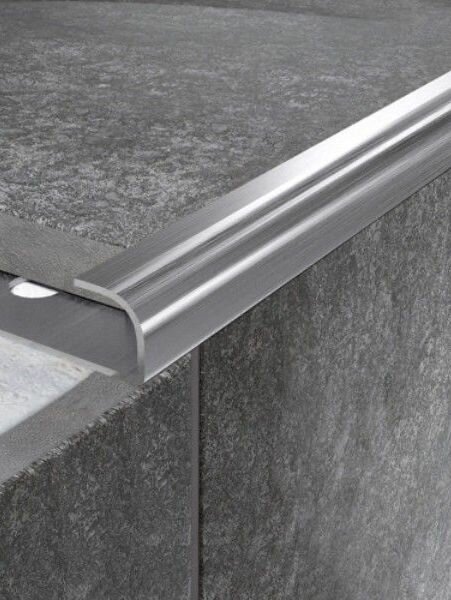 Профиль для плитки С-образный Нержавеющая сталь Шлифованная 10 мм, наружный уголок 2700 мм