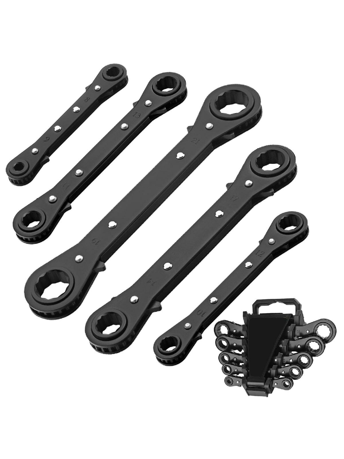 Набор стальных Храповых ключей С Двойной Головкой, Набор Храповых Ключей для Различных Размеров Болтов