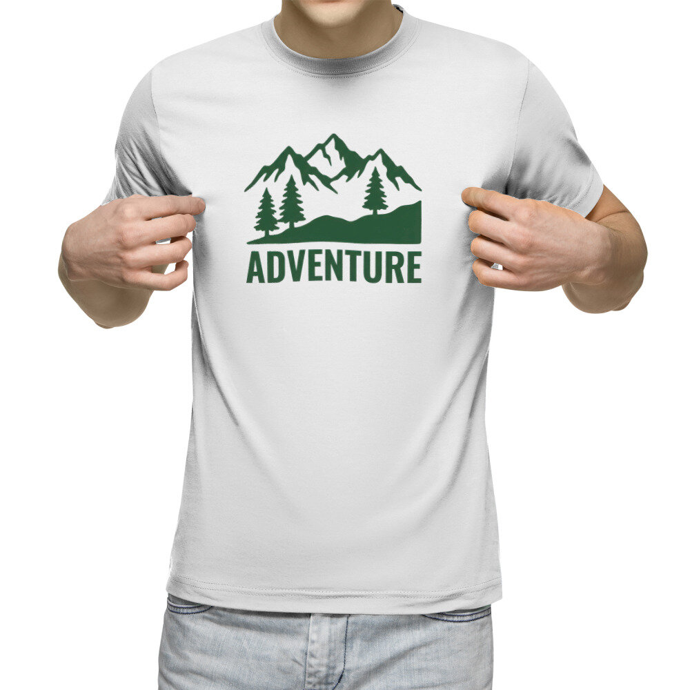 Мужская футболка «Adventure, подарок для туриста, любителя походов» (белый, 2XL)