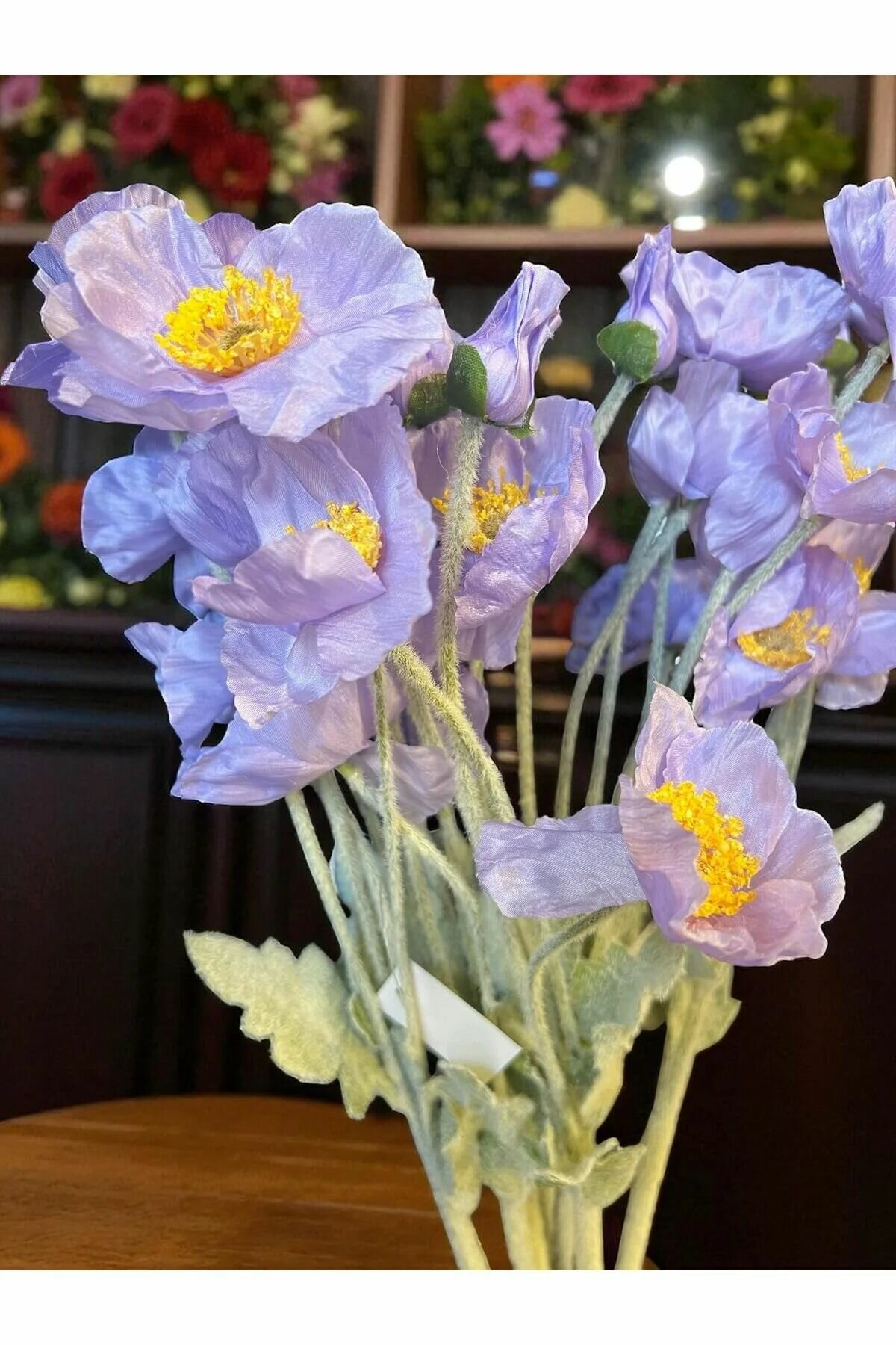 Искусственные цветы мак аметистовый букет для декора премиум серия 2 ветки 60 см