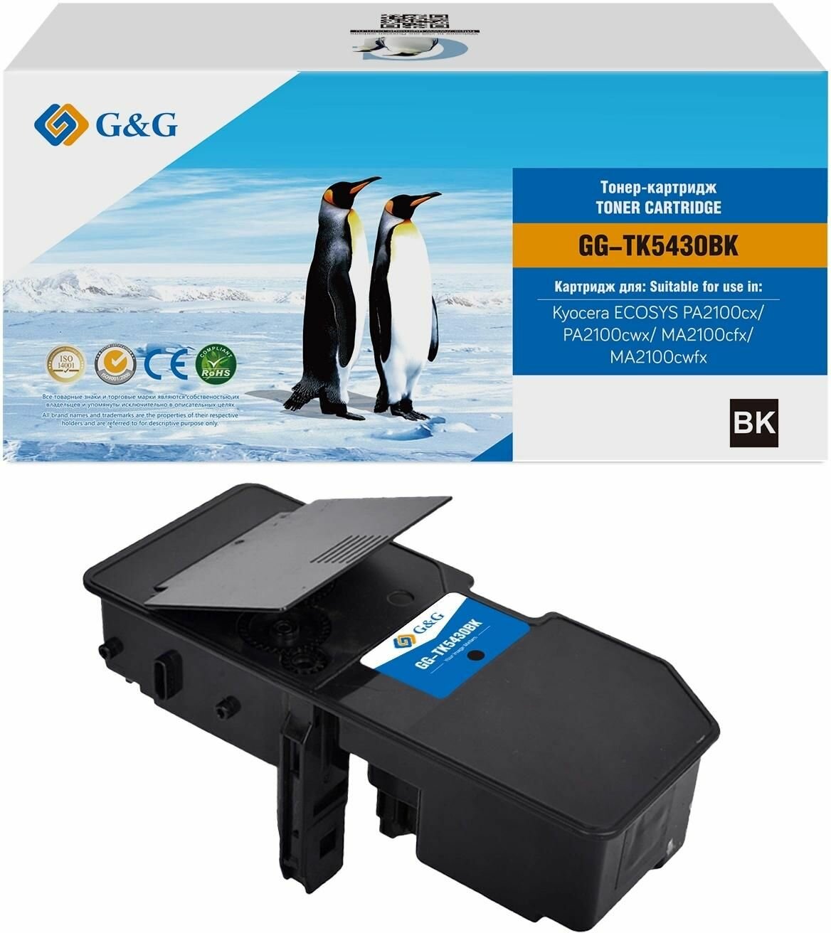 Картридж лазерный G&G TK-5430K черный, 1250 страниц, для Kyocera Ecosys PA2100cx PA2100cwx MA2100cfx MA2100cwfx (GG-TK5430BK)