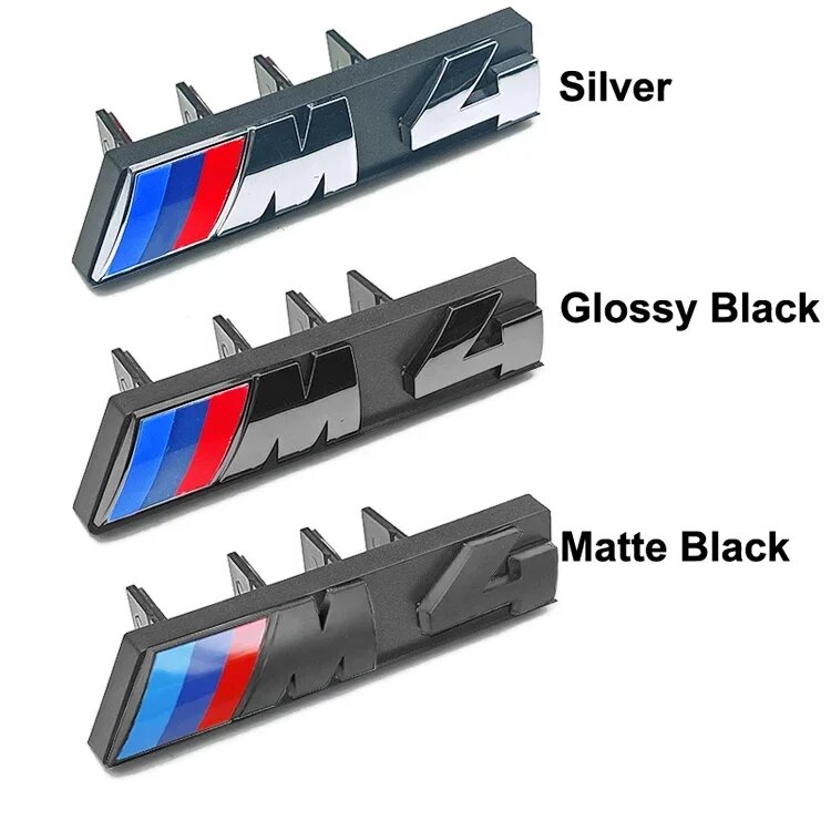 Наклейки-эмблемы на переднюю решетку автомобиля для BMW M Power M1 M3 M4 M5 M7 M8 M4, Glossy Silver