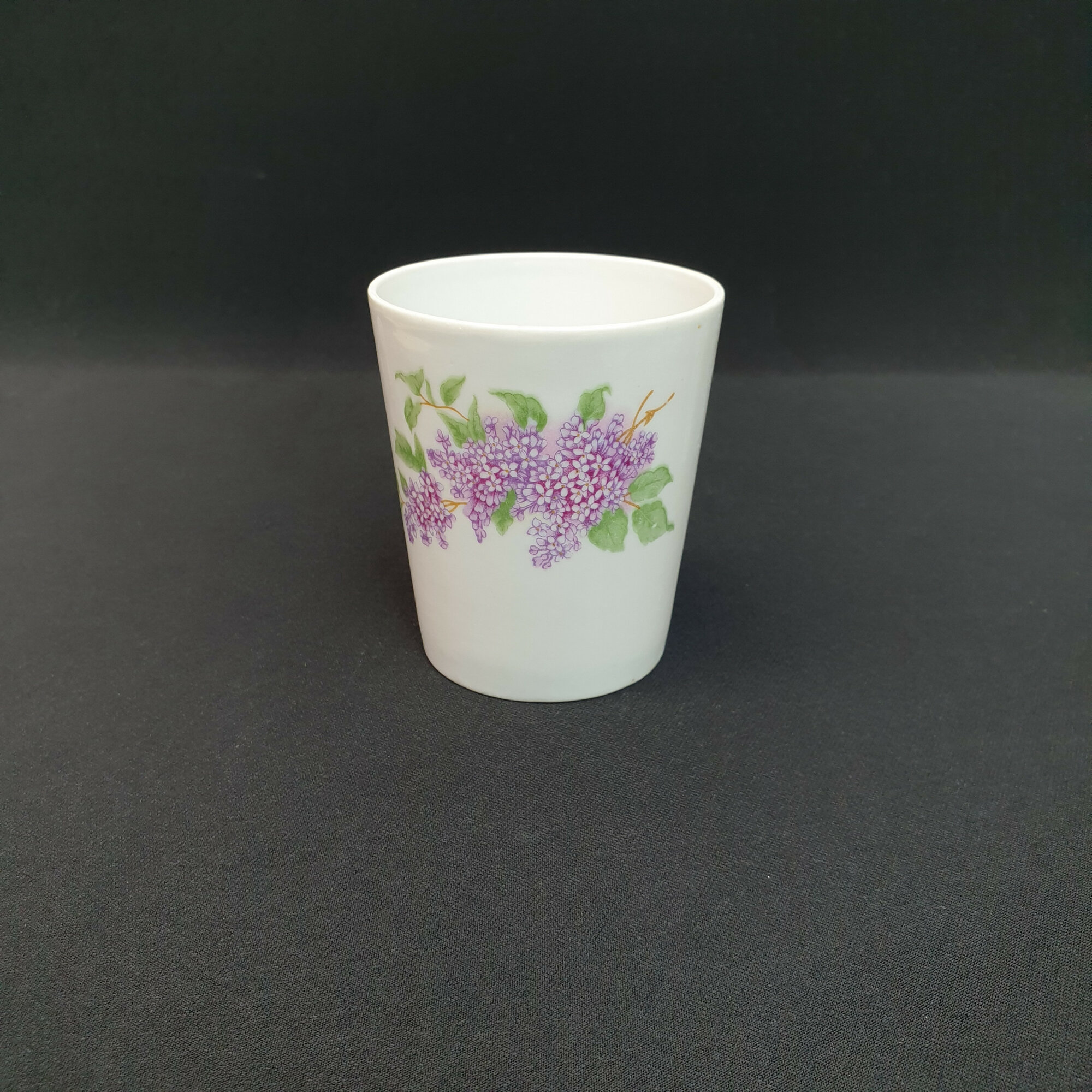 Винтажный стакан Сирень Дулево, фарфор деколь 250 мл, СССР