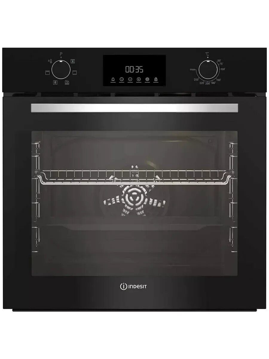 Духовой шкаф Indesit IFE 3644 J BL, встраиваемый, гидролизная очистка, черный