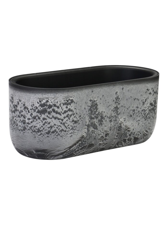 Кашпо для цветов Микрит, 6 л, 38×18×16.2 см, пластиковое, со вставкой, серое