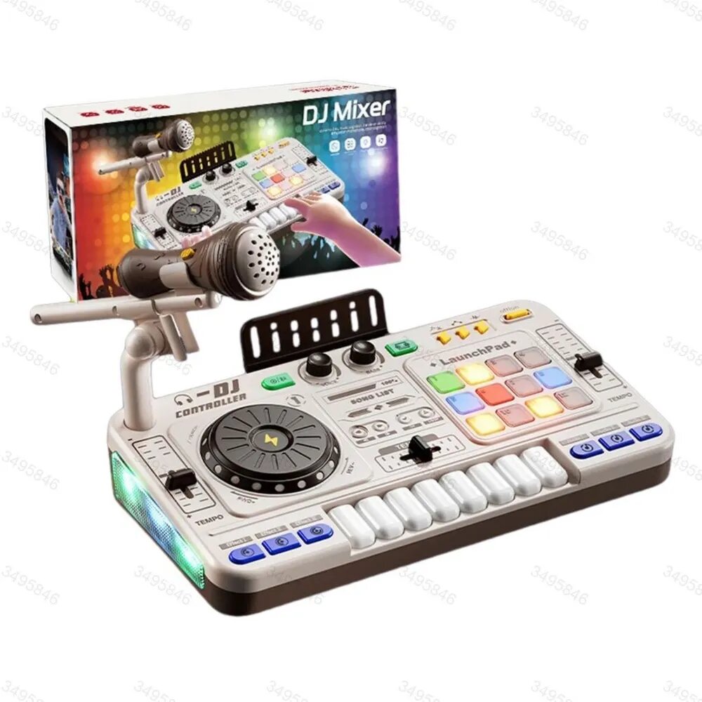 Детский DJ-контроллер Белый ABS пластик Музыкальная игрушка с микрофоном для начинающих диджеев