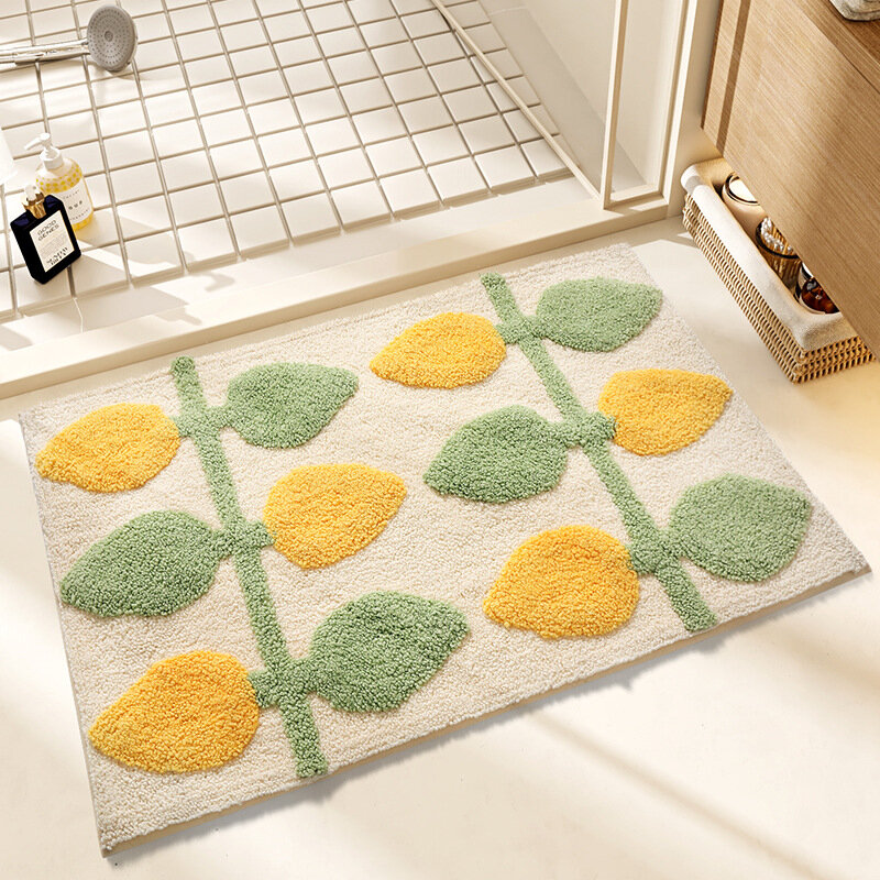 Коврик для ванной комнаты Dajiang Fresh Style, высокоабсорбирующий, нескользящий, для туалета, быстросохнущий, флокированный.
