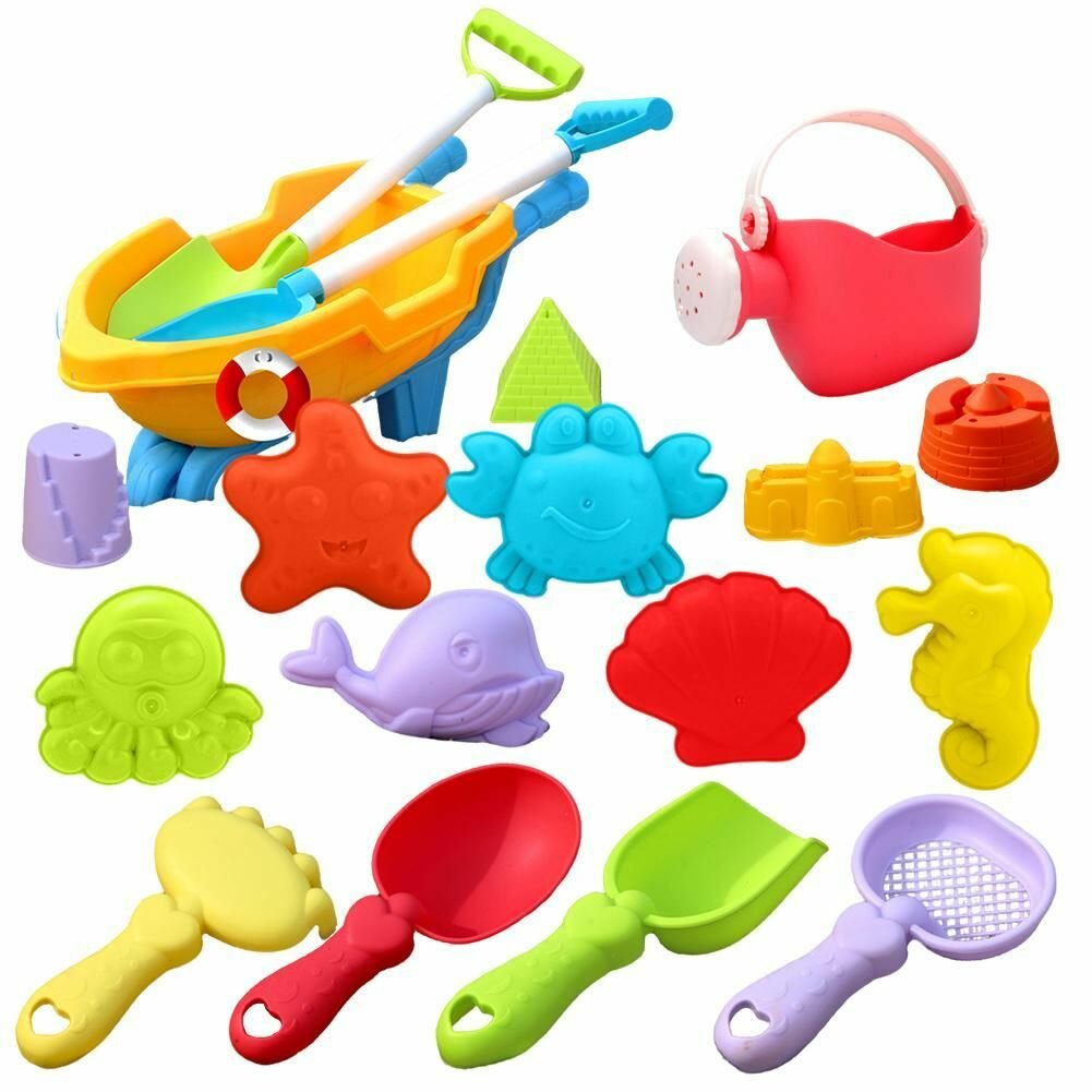 Детский набор для песочницы, Ведро для детских пляжных игрушек (для мальчиков, для девочек, ведерко, сито, совочек, грабельки)