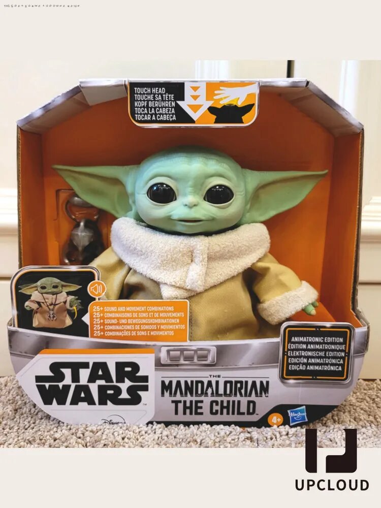 Мягкая интерактивная игрушка Беби Йода (Baby Yoda) из Звездных войн, высота 18 см, с эффектами звука и света