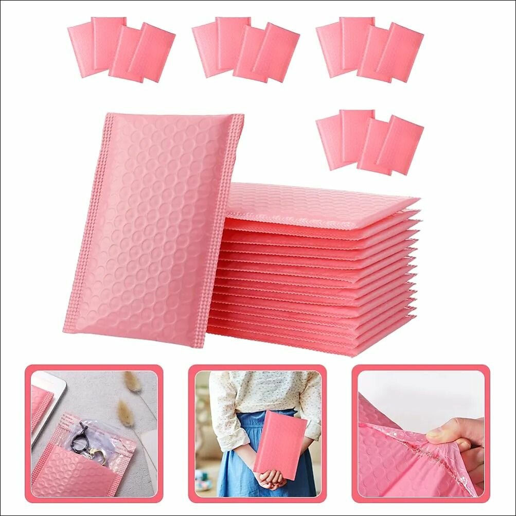 Пузырчатые Конверты Для Отправки 60 Штук Розового Цвета Размер 13.00X11.00X0.50Cm