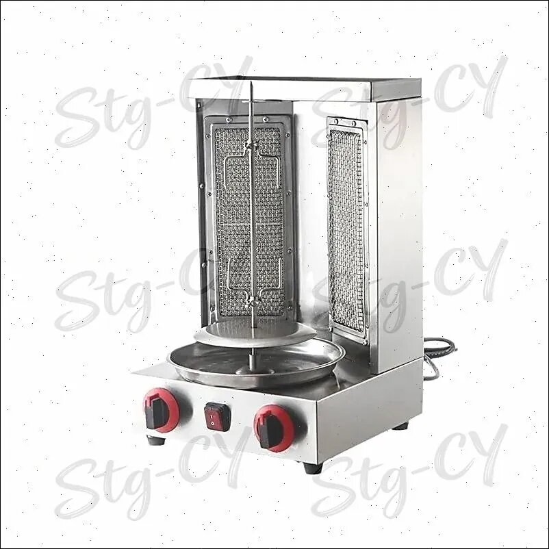 Гриль для шаурмы (версия для сжиженного нефтяного газа) из нержавеющей стали, настольный