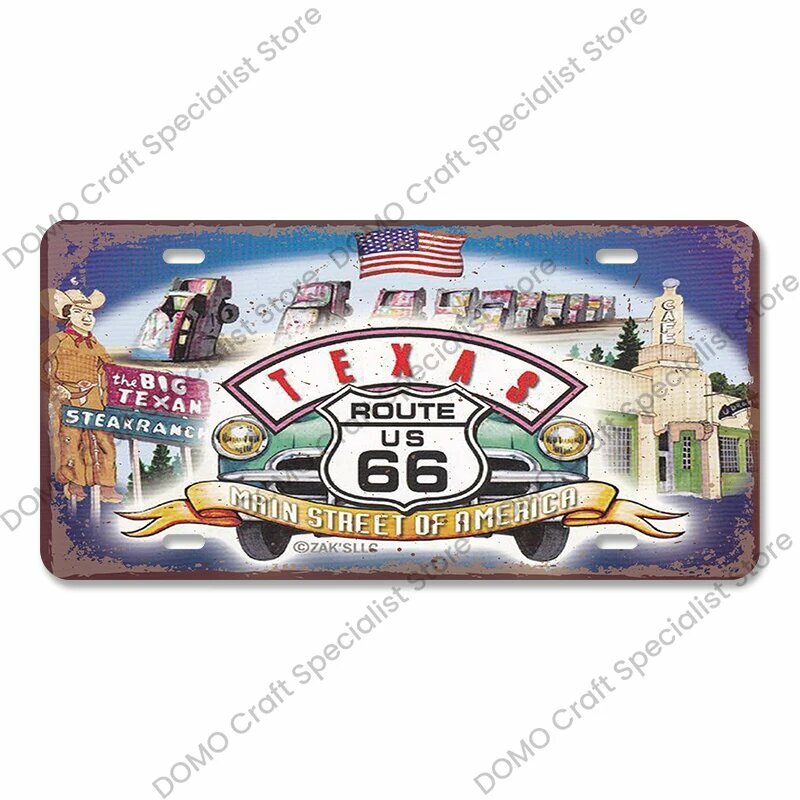 Металлический знак Route 66 Texas, винтаж, цвет 04