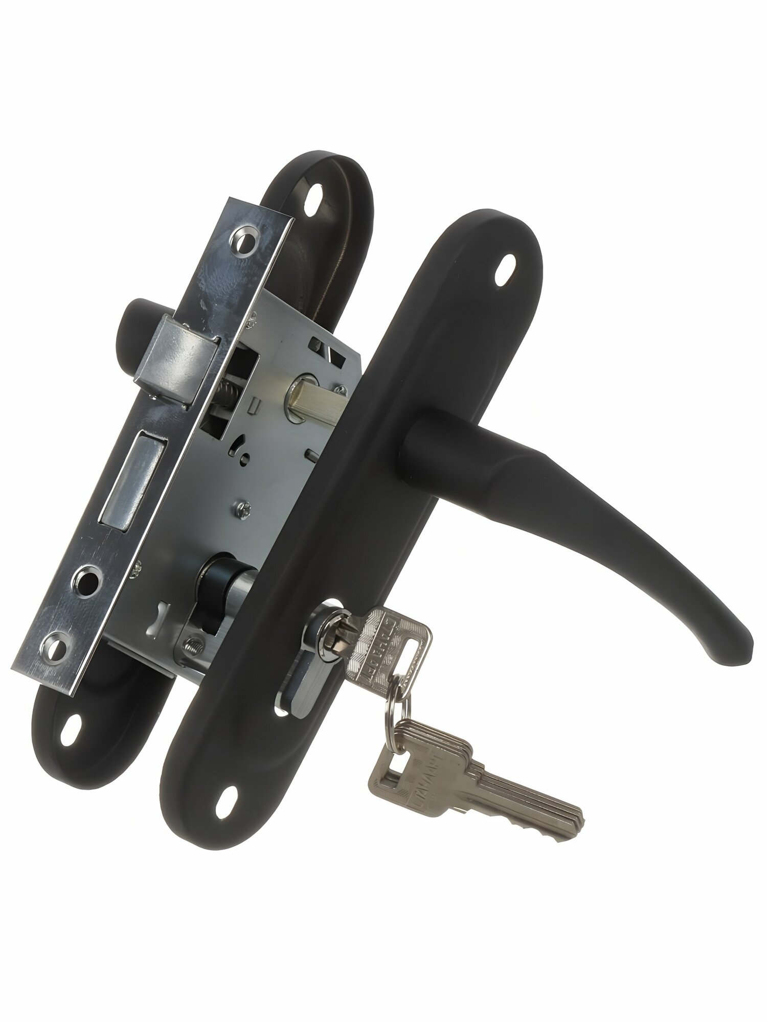 Замок врезной Зенит, ЗВ4-50.01, БП-00013964, ручка в комплекте, цилиндровый, матовый черный