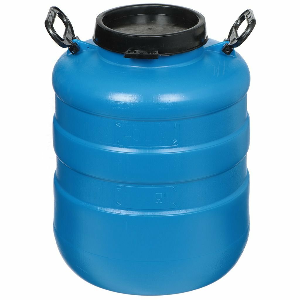 Бочка пластиковая, Радиан, 40 л, пищевая, круглая, с ручками, повышенной прочности, в ассортименте