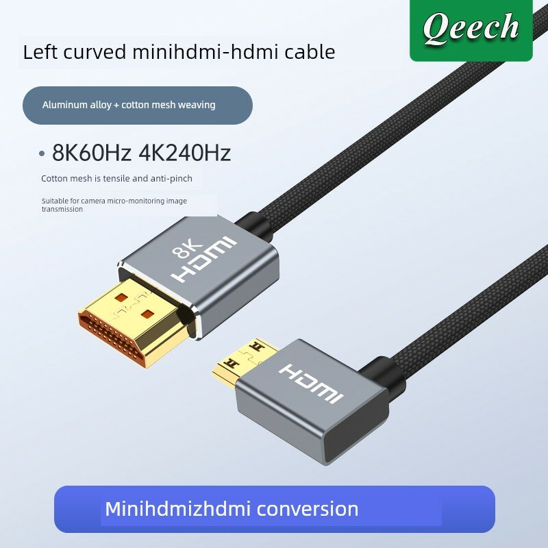 Кабель-адаптер 8K mini HDMI на HDMI (мини-разъем на стандартный) для камер Canon, Nikon и портативных экранов,