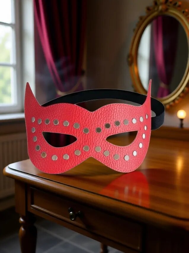 Маска с заклёпками Sitabella, кожа, красная 3087-2