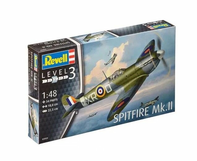 Сборная модель Revell 03959 Самолет Истребитель Spitfire Mk.II, ВВС Великобритании Масштаб 1/48