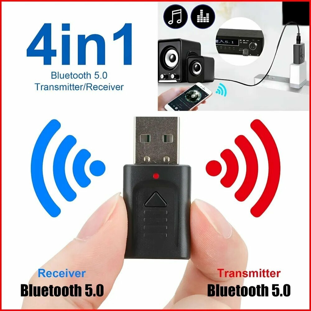 GJX Bluetooth адаптер, 4 в 1 Мини USB Bluetooth 5.0 аудио и беспроводной Bluetooth адаптер 3,5 мм для автомобиля/дома, стерео, наушников, колонок, ТВ, ПК, проекторов, CD