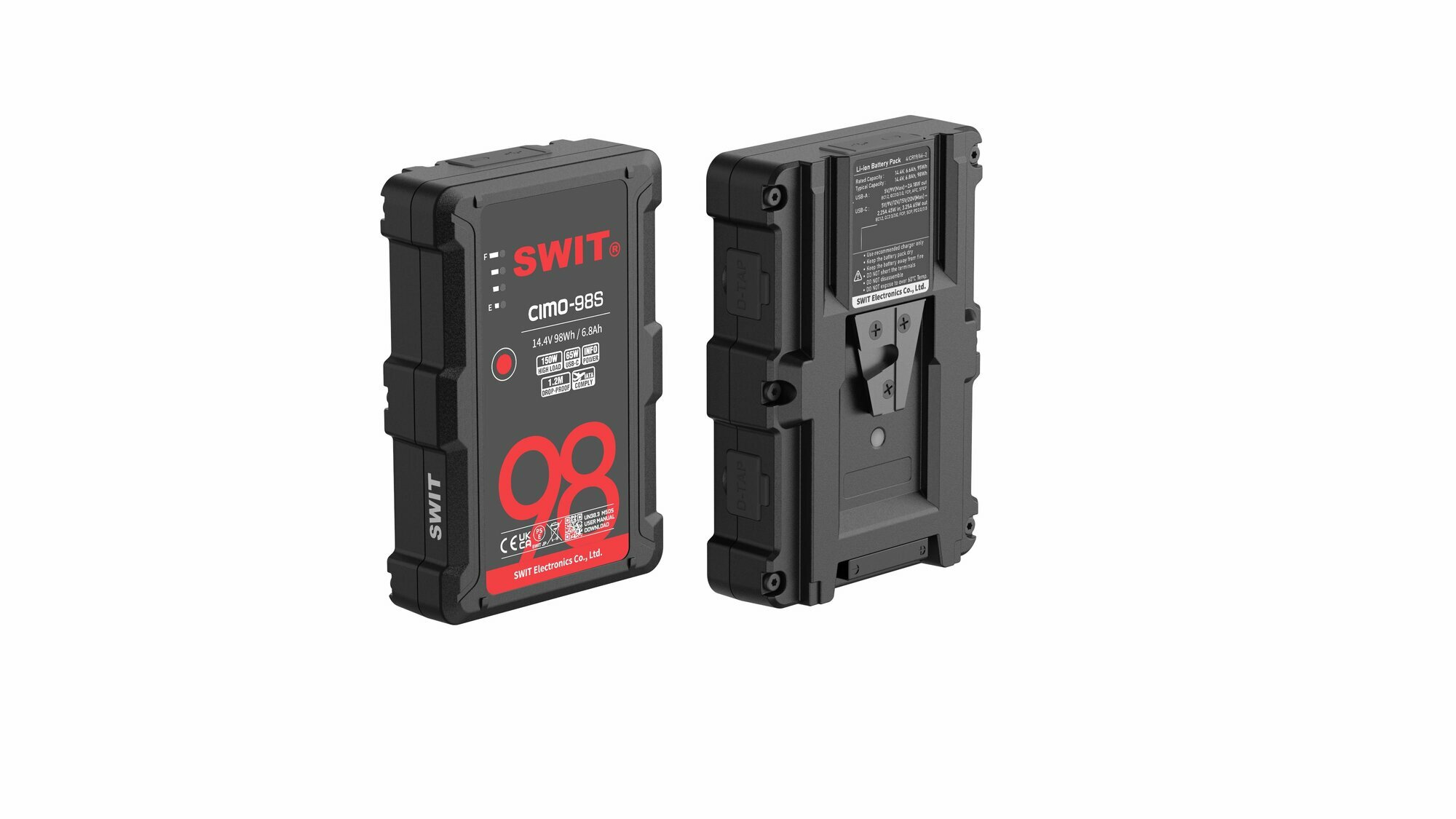 SWIT CIMO-98S Аккумуляторная батарея CIMO-98S V-Mount Slim Cine 98 Втч разъемы D-Tap, USB-C, USB-A