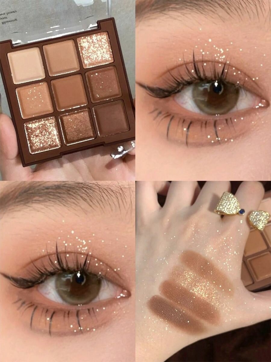 Палитра теней для век Everyday Smoky Shine, Matte, and Glitter из 9 цветов, 3 цветовые схемы