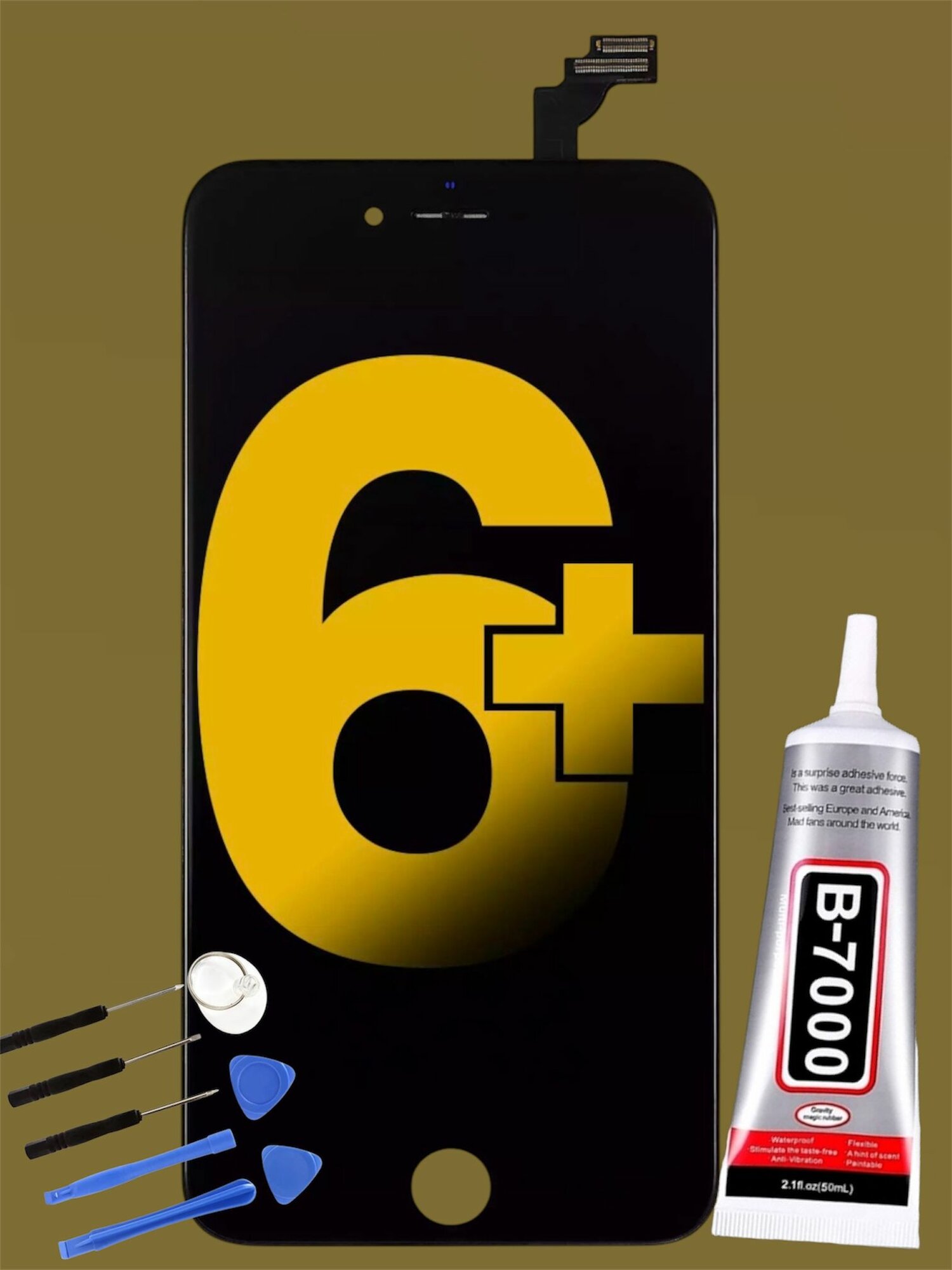 Дисплей для iPhone 6 Plus черный с тачскрином + клей