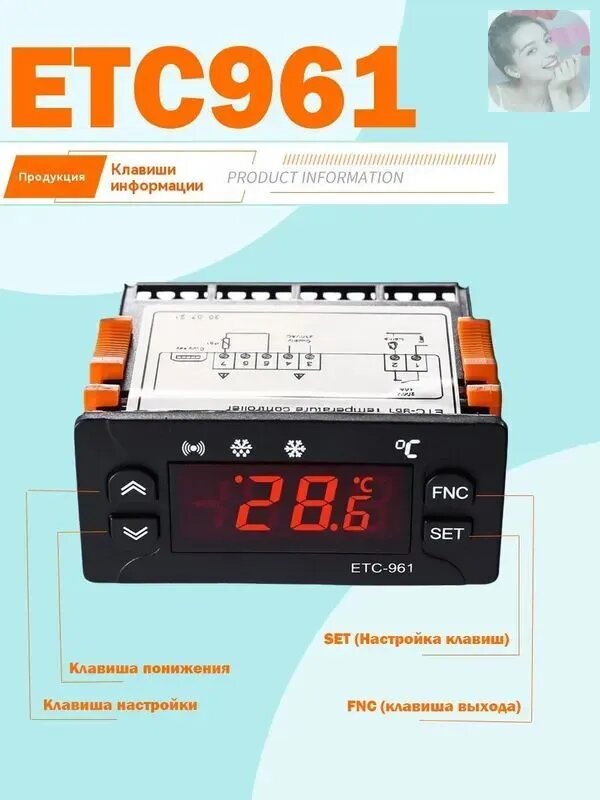 ETC-961 Интеллектуальный регулятор температуры холодильника 220v