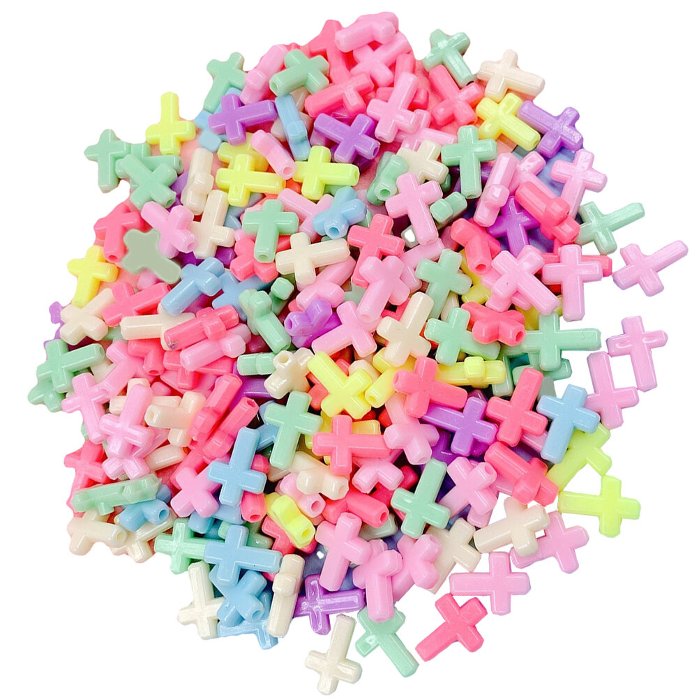 Разноцветные акриловые бусины кресты с отверстием для браслетов и самостоятельного творчества