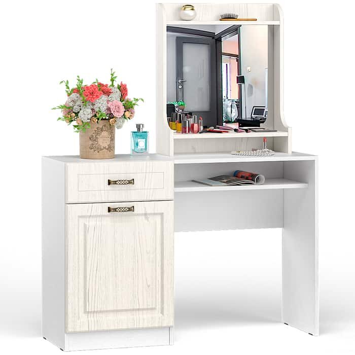 Стол туалетный Mobi Ливерпуль 12.46.01 + Полка 10.118 Белый/Ясень ваниль