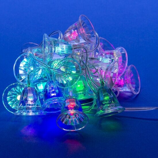 Светодиодная гирлянда Uniel ULD-S0280-020-DTA RGB IP20 BELLS «Колокольчики» с контроллером, 20 светодиодов, 2,8 м, RGB, IP20, провод прозрачный, 07919
