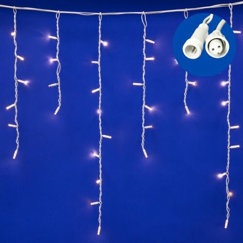 Бахрома светодиодная со статическим свечением Uniel ULD-B3010-200-SWK WARM WHITE IP67 3м. Соединяемая. 200 светодиодов. Теплый белый свет. Провод белый, UL-00003679