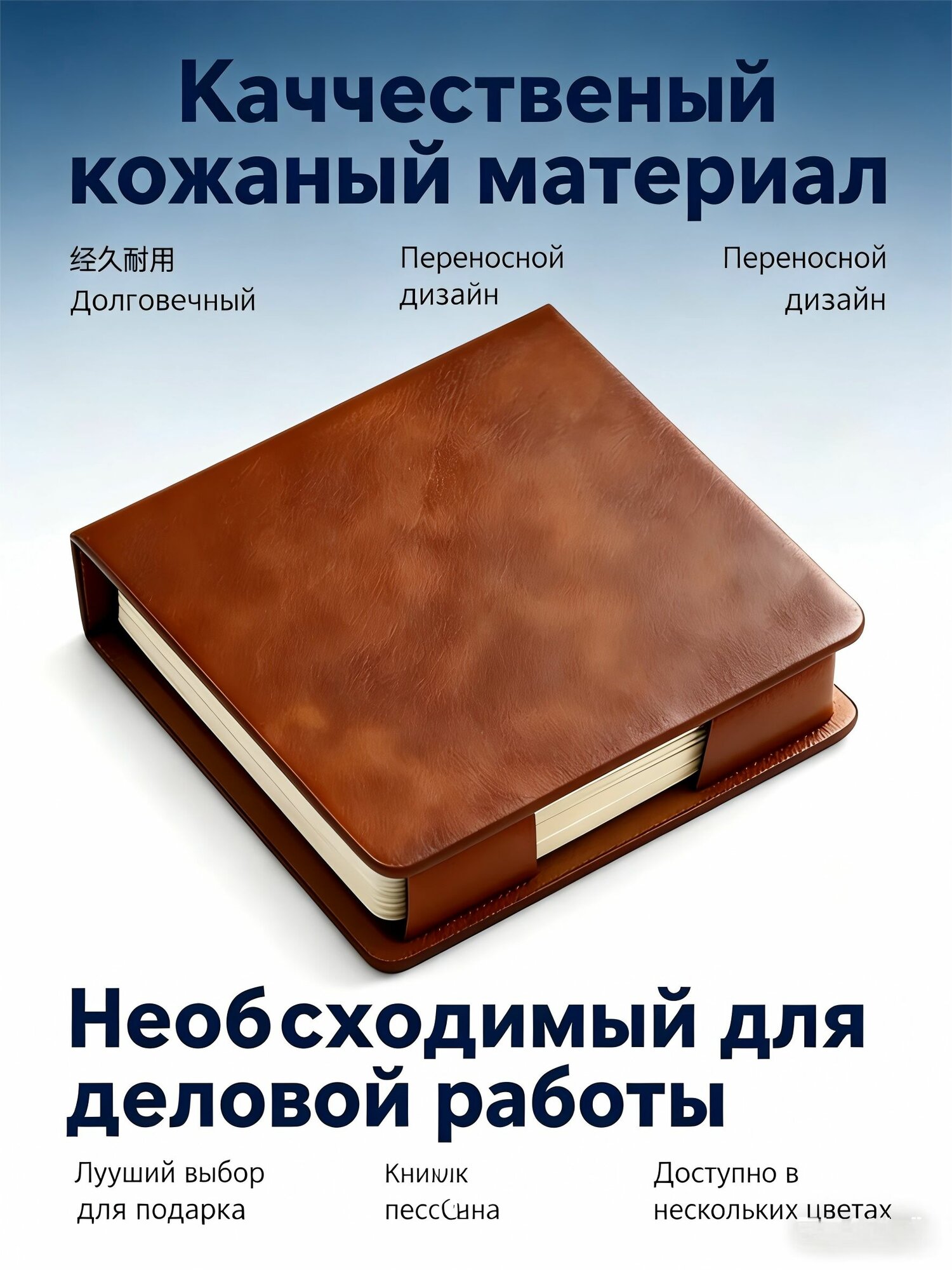 Кожаный органайзер для заметок Стикер бокс Диспенсер на рабочий стол Вместительный блокнот 180 листов