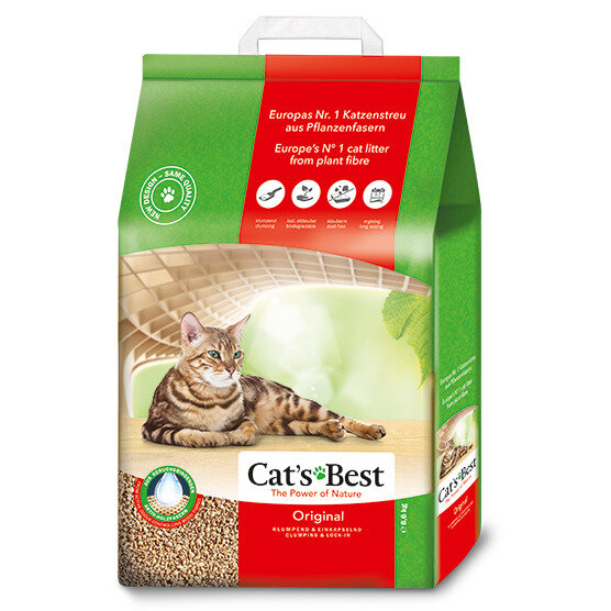 Наполнитель древесный комкующийся для кошачьих туалетов Cats Best Original, 20 л