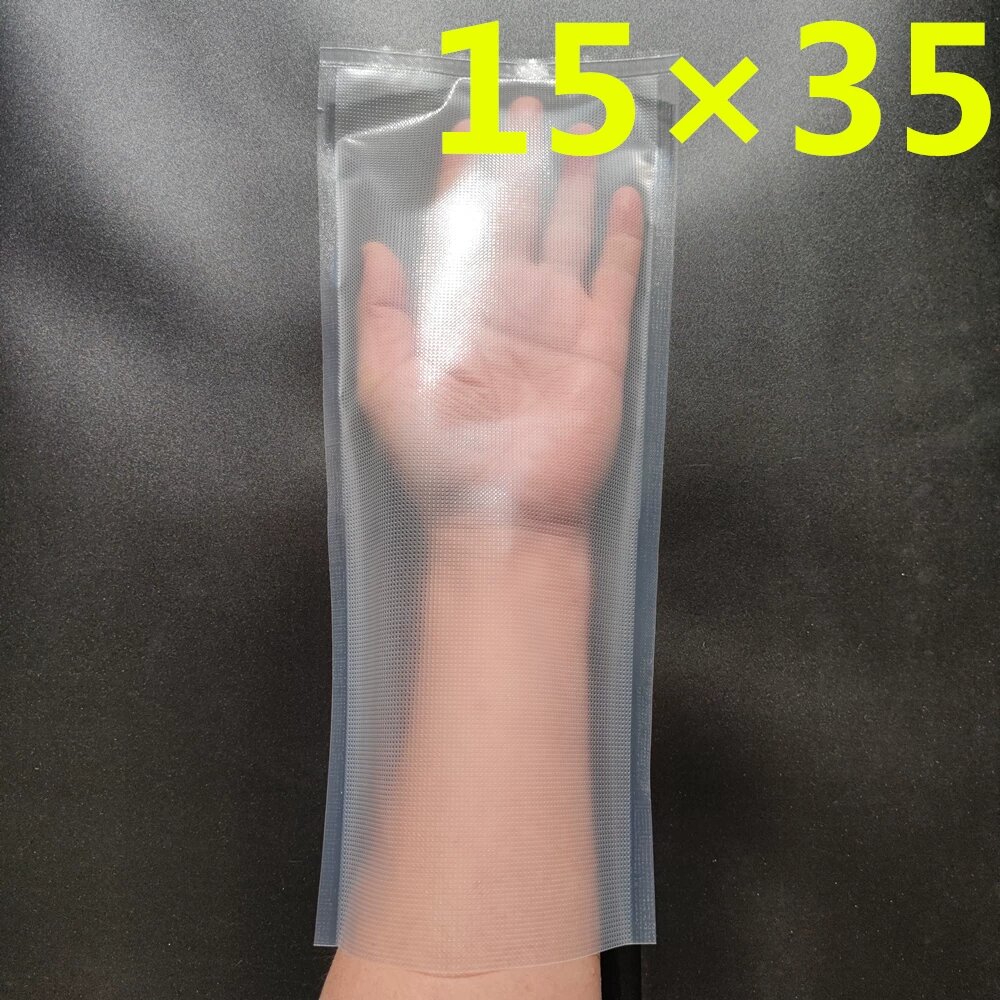 Вакуумные пищевые пакеты 15x35 см с грубой точечной текстурой для колбасы, ветчины и мяса — 100 шт