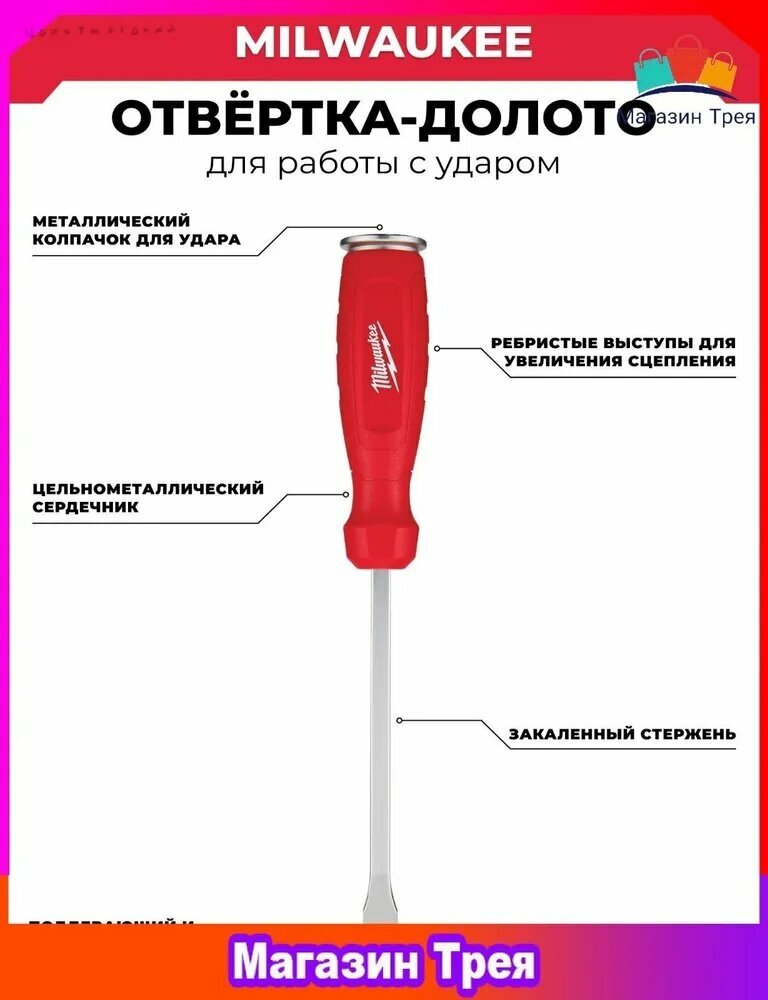 Отвертка-долото Milwaukee для работы с ударом