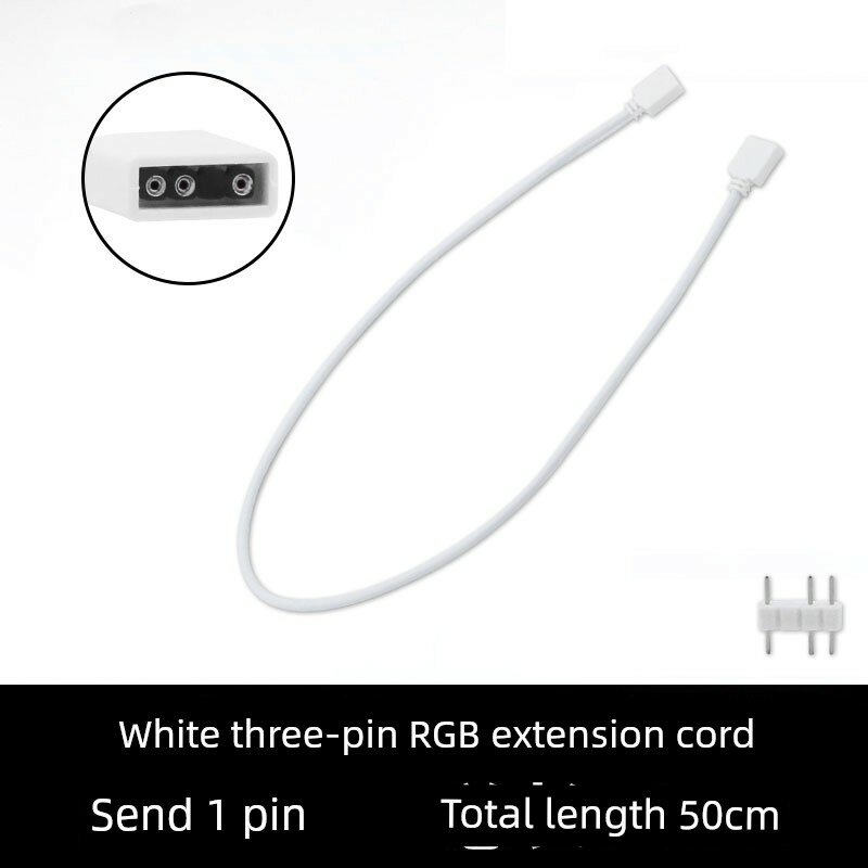 Белый кабель 5V 3-pin ARGB для расширения, длина 50 см для RGB-подсветки ПК, совместимый с материнской платой