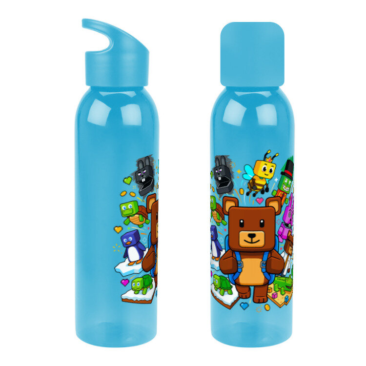 Бутылка для воды «super bear adventure супер беар адвенчер SBA мишка» (голубой)