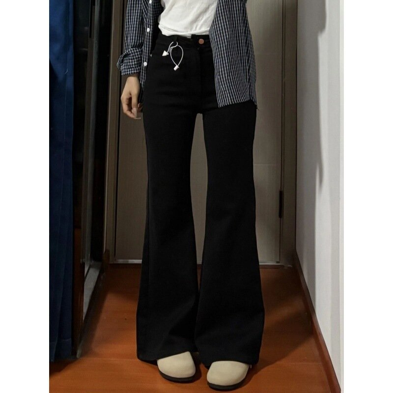 LI Mall Джинсы для полных танцовщиков зимние с флисом широкие штаны деним