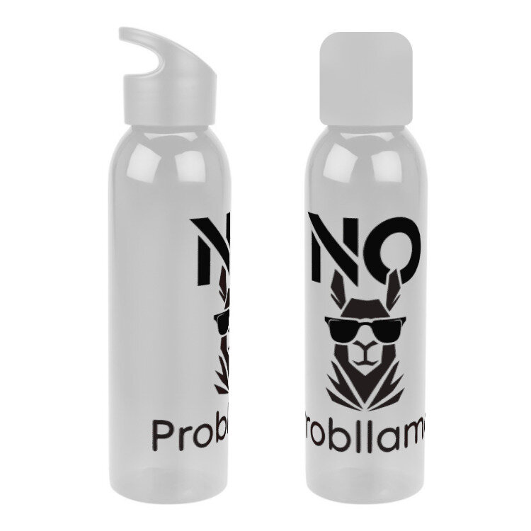 Бутылка для воды «No Probllama, ироничный принт с ламой в очках» (серый)