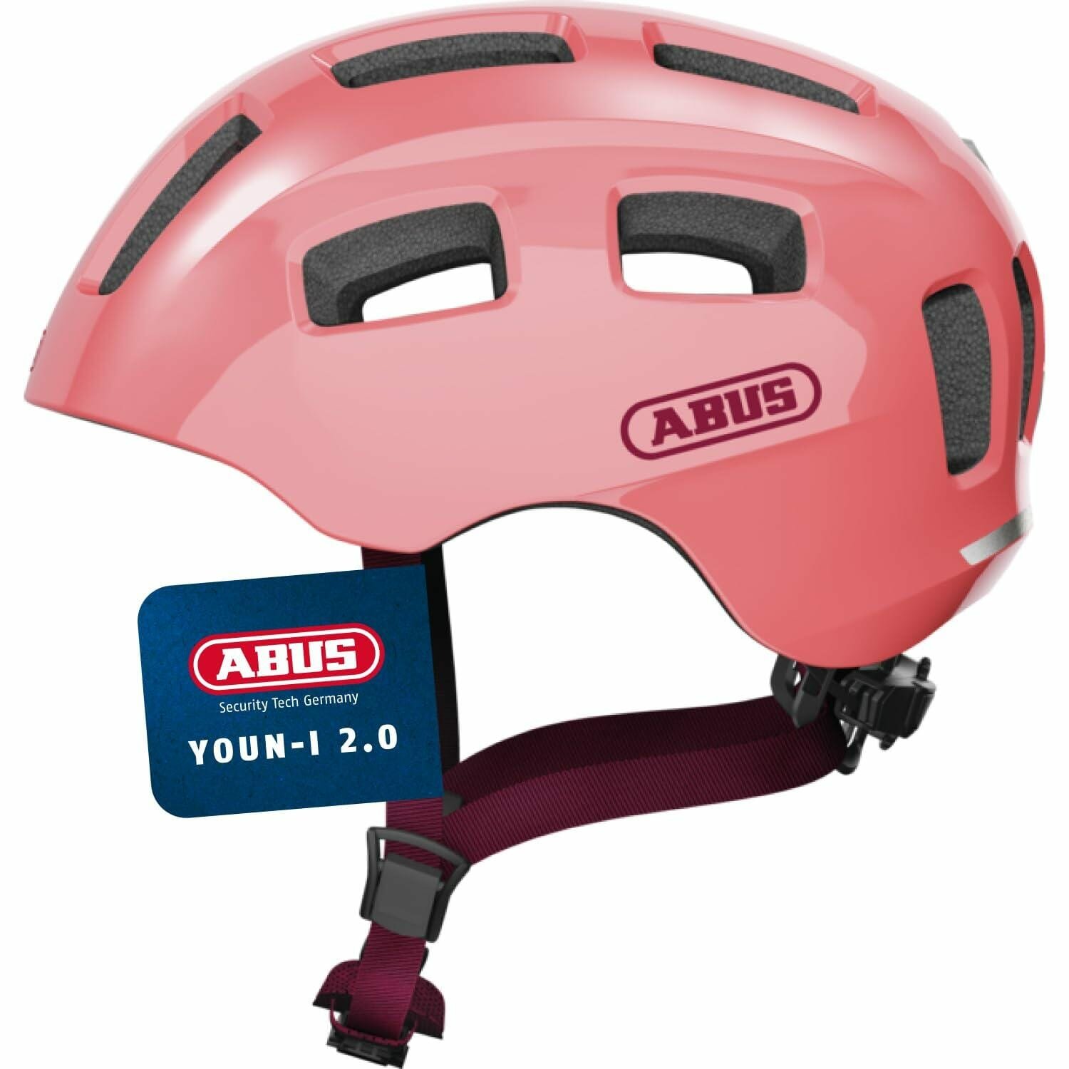 DECATHLON шлем защитный ABUS Youn-I 2.0, living coral/черный, 52-57 см