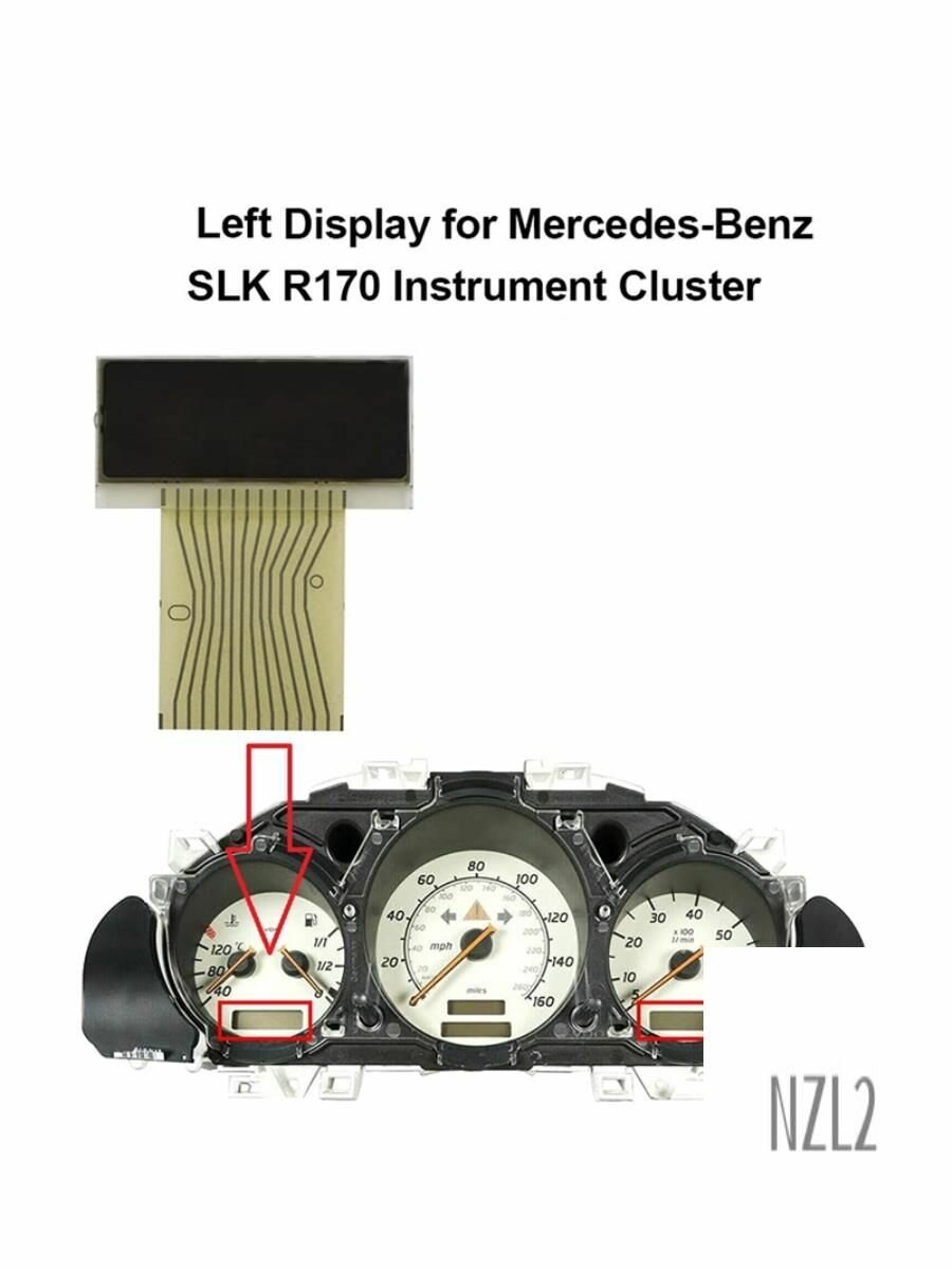 LCD экран приборной панели Mercedes W210 (E/S210 1995-2002) совместим с CLK W208, C W202, R170 - левый дисплей