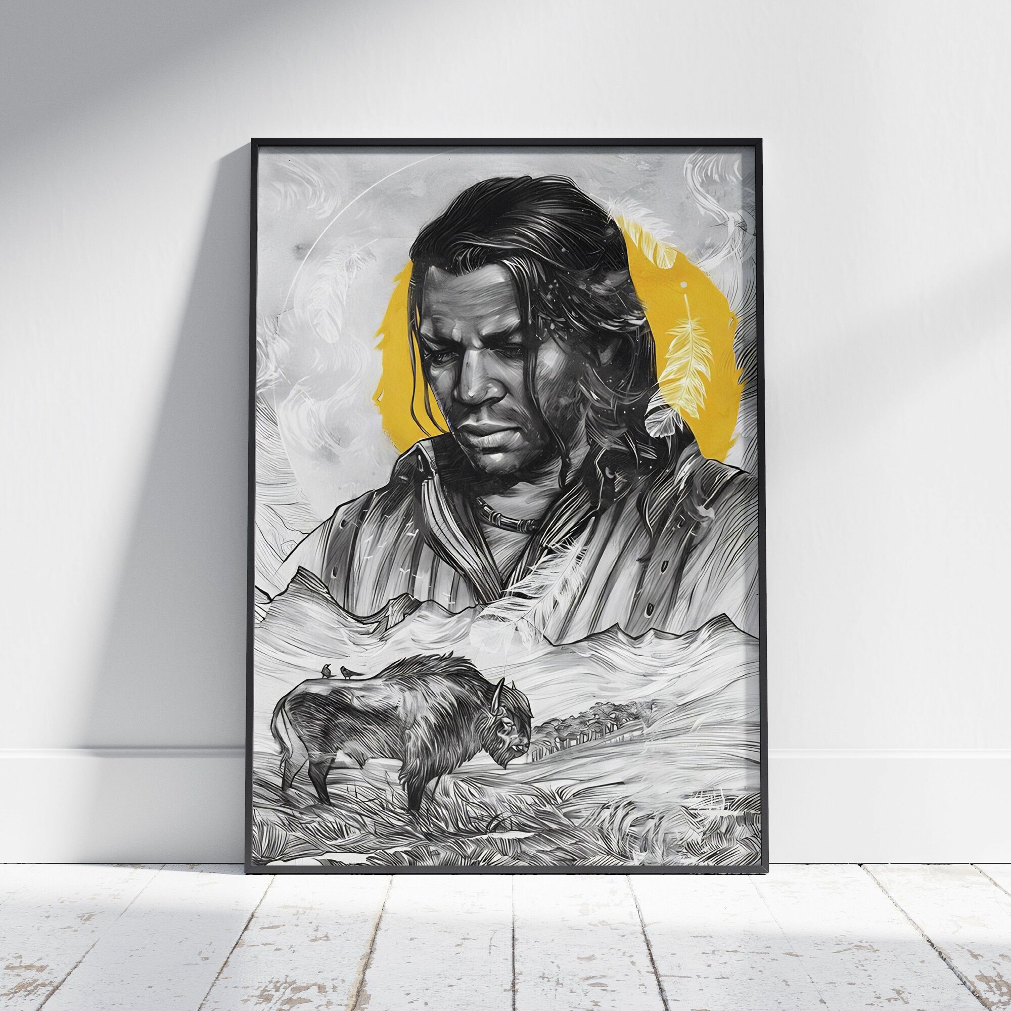 Плакат на стену для интерьера Red Dead Redemption 2 (Чарльз Смит 2) - Постер по игре формата А3 (30x42 см)