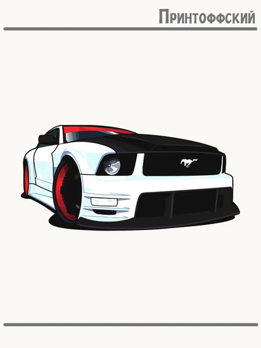 Термонаклейка для одежды и аксессуаров DTF-печать ford mustang