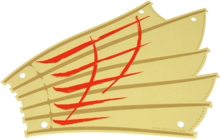 Деталь Lego sailbb73 Cloth Sail 27 x 20 with Dark Tan Ribs and Stitching, Red Stripes, LEGO Copyright on Right Pattern