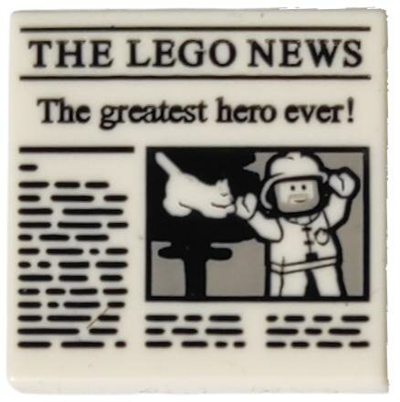 Деталь Lego 3068pb1105 Tile 2 x 2 with Newspaper 'THE LEGO NEWS' and 'The greatest hero ever!' Pattern