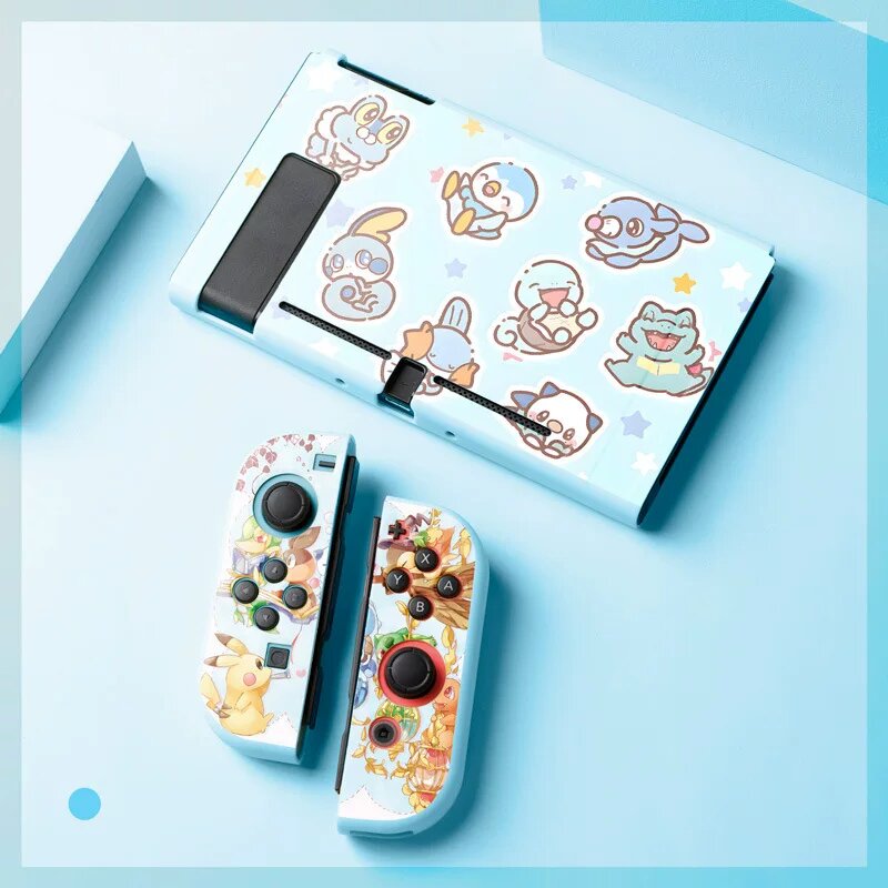 Кейс для Nintendo Switch 2 из ТПУ с темой водного типа Покемонов в синем цвете