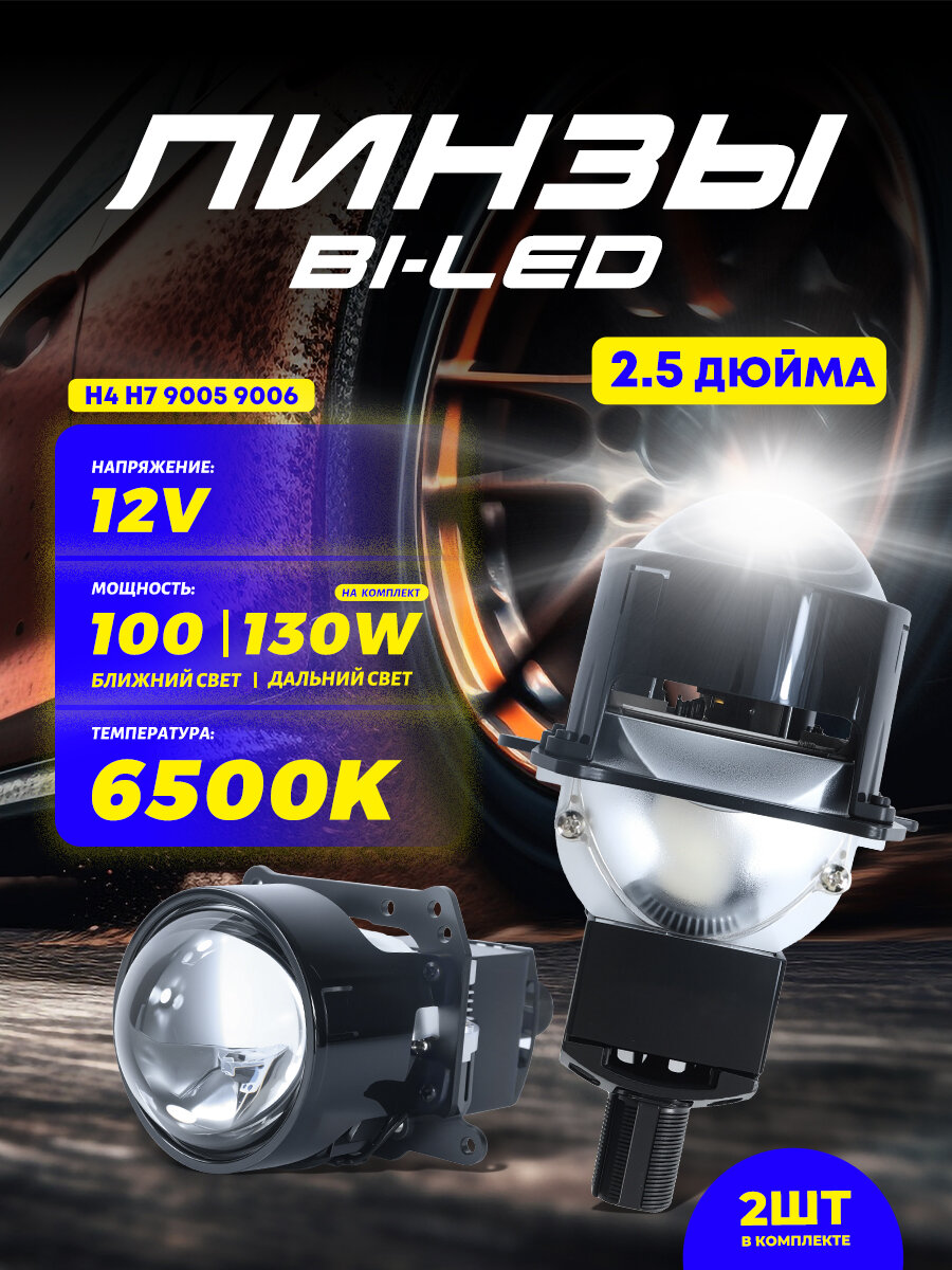 Би лед светодиодные линзы 2,5 дюйма, Bi Led ближний/дальний в фару автомобиля