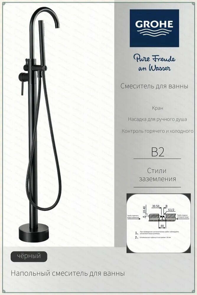 GROHE-Напольный смеситель для ванны